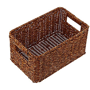 BESPORTBLE Wicker Basket Rectangular with Handles for Shelves Water Hyacinth Basket Storage Natural Baskets for Organizing Wicker Baskets for Storage
