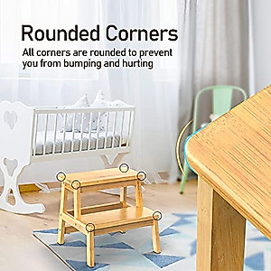 IPOW Step Stool for Kids Adults, Multi-Purpose Kids Toddler Step Stool with Safety Non-Slip Pads, 2 Step Stool for Kitchen Bedroom Bathroom and Potty Training