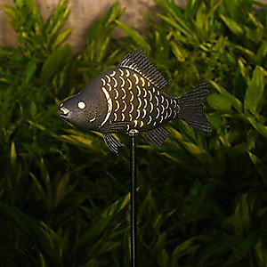 KAIXOXIN Solar Garden Lights Metal Fish Decorative Stake for Outdoor Patio Yard Decorations,Warm White LED Solar Path Lights