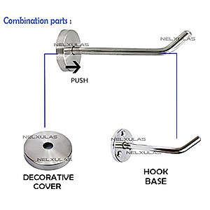 NELXULAS Brushed Stainless Steel Single Heavy Duty Long Nose Wall Mount Hook, Fit for Kitchen,Bedroom,Living Room, Bathroom,Closets,Set of 4 in Pack (4)