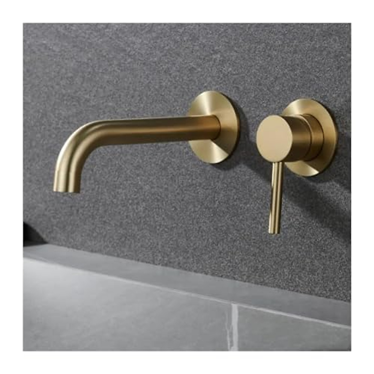 Stainless Steel Bathroom Faucet Mixer Sink Faucet Washbasin Matte Black Hot and Cold Water Wall Mounted Spout Bathtub with Handle(Black)