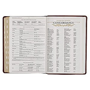 KJV Study Bible, Large Print Faux Leather - Thumb Index, King James Version Holy Bible, Art Nouveau Framed Saddle Tan