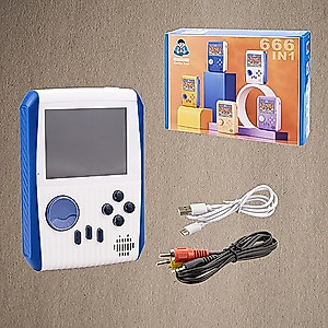 Retro Game Console Handheld, Mini Handheld Game Console for Kids with 666 Classic Retro Games, 1020mAh Rechargeable Battery, 3 Inch Screen Gameboy, Birthday Game Toy for Boy Girl (White)