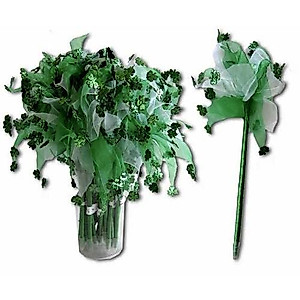 Hapros 24 Pack St Patricks Day Pens With Organza Ribbon - Great Party Favors And Accessories For St Patrick Themed Parties