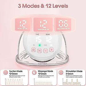 Hands Free Breast Pump, Electric Breast Pumps, 12 Levels 3 Modes Double Wearable Breastpump, Portable 1200mAH, LCD, Quiet and Painless, Leak-Proof 140° Silicone, Comfortable Breastfeeding Necessities