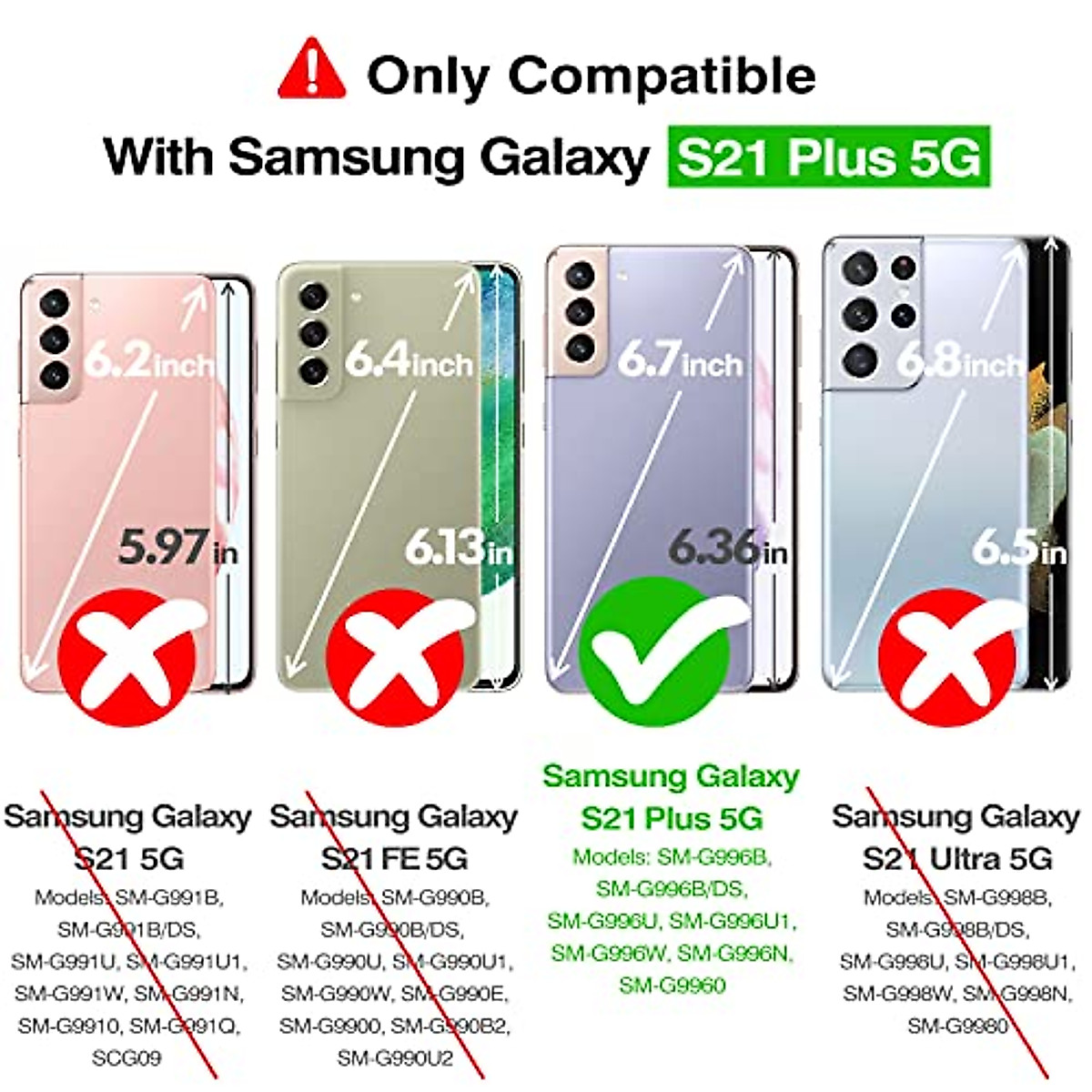 Rayboen Case for Galaxy S21+ Plus 5G with Screen Protector Soft(2Pcs), Crystal Clear Designed Shockproof Phone Case, Hard PC Back Soft TPU Frame Slim Transparent Cover for Samsung Galaxy S21+ Plus