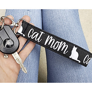 Cat Mom Keychain for Women - Gift Idea for Cat Lovers - Crazy Cat Lady Key Fob