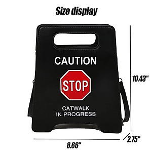 Novelty Shoulder Bag,Fashion Caution Tote Handbags Novelty Stop Sign Purse,Caution Shoulder Bag for Women Girls (Yellow)