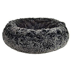 Bessie and Barnie Midnight Frost/Arctic Seal Luxury Shag Ultra Plush Faux Fur Bagelette Pet/Dog Bed (Multiple Sizes)