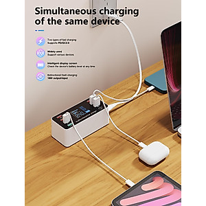 Charging Station for Multiple Devices, 8 Ports USB Charging Dock with QC3.0/PD18W USB-C Fast Charging Station for Multiple Devices Apple, Compatible with Ipad/MacBook Pro/Air, iPhone/Galaxy, Ect