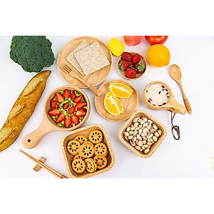 Islandoffer Wood Plate, Wooden Round Tray, Wooden Sushi Soy Dish tray