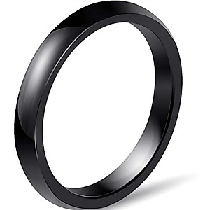 Two-Pack, 3mm Black White Polished Ceramic Wedding Band Stackable Ring Enhancer (Black White, 8)