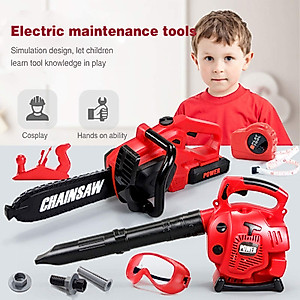 Leaf Blower Toy Tool Play Set Outside Construction Work Shop Toy Tool,Realistic Sounds and Wind,Pretend Play Series Outdoor Preschool Gardening Lawn Toy Gift for Toddler Baby Children Boys and Girls