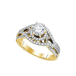 Dazzlingrock Collection 14K Yellow Gold Women's Round Diamond Woven Openwork Engagement Ring 7/8 ctw