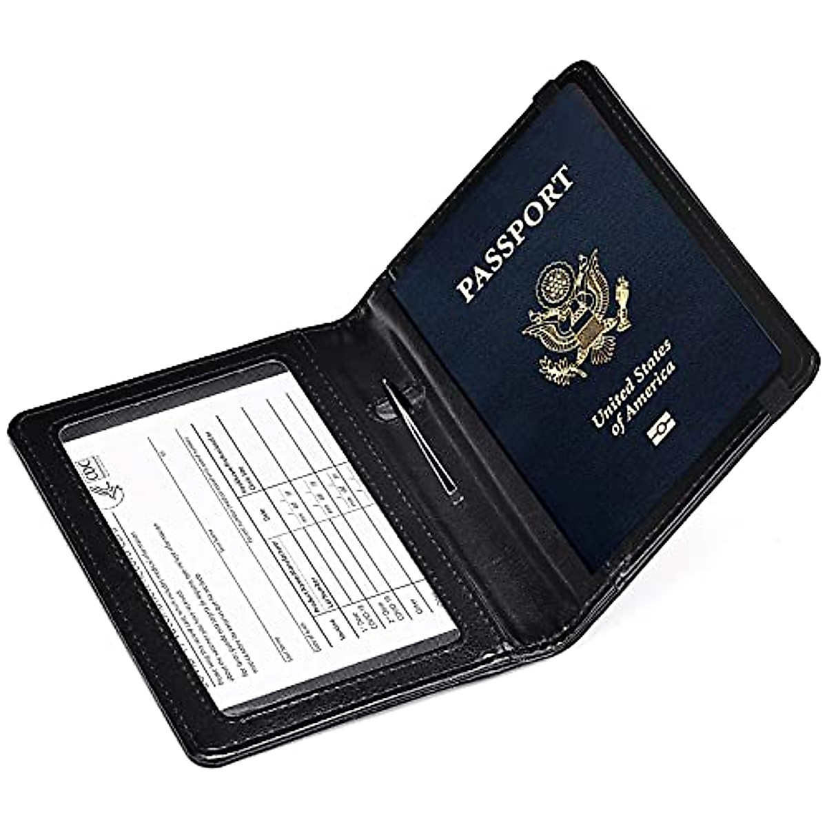 HerriaT Passport Holder Cover Case RFID Blocking Travel Wallet Card Case for Women Man(Black)