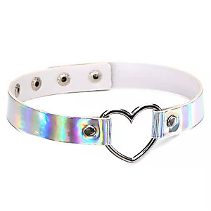 TOPACC Rave Chain Belt Cosplay Holographic Halloween Accessories Iridescent Heart Choker Girls Festival Outfits for Women