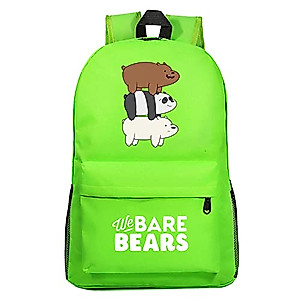 IRYZE Teens Cartoon We Bare Bears Laptop Knapsack Student Canvas Bookbag-Durable Rucksack Travel Bag for Outdoor