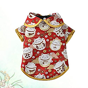 1PC Pat New Year Clothes Chinese Style Pet Costumes Autumn Winter Pet Clothes Stylish Pet Warm Clothes Festival Pet Coat for Cat Dog Wearing Clothes Style Size XL- 16Pet House Supplies