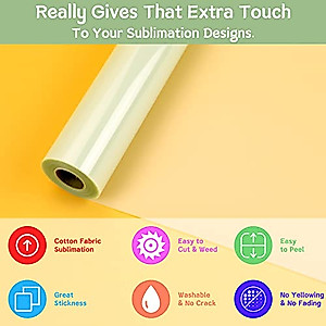 HTVRONT Clear HTV Vinyl for Sublimation - 12" X 20FT Matte Sublimation Vinyl High Transfer Rate - Bright Smooth Washable HTV for T-Shirt/Hat/Pillow/Bag