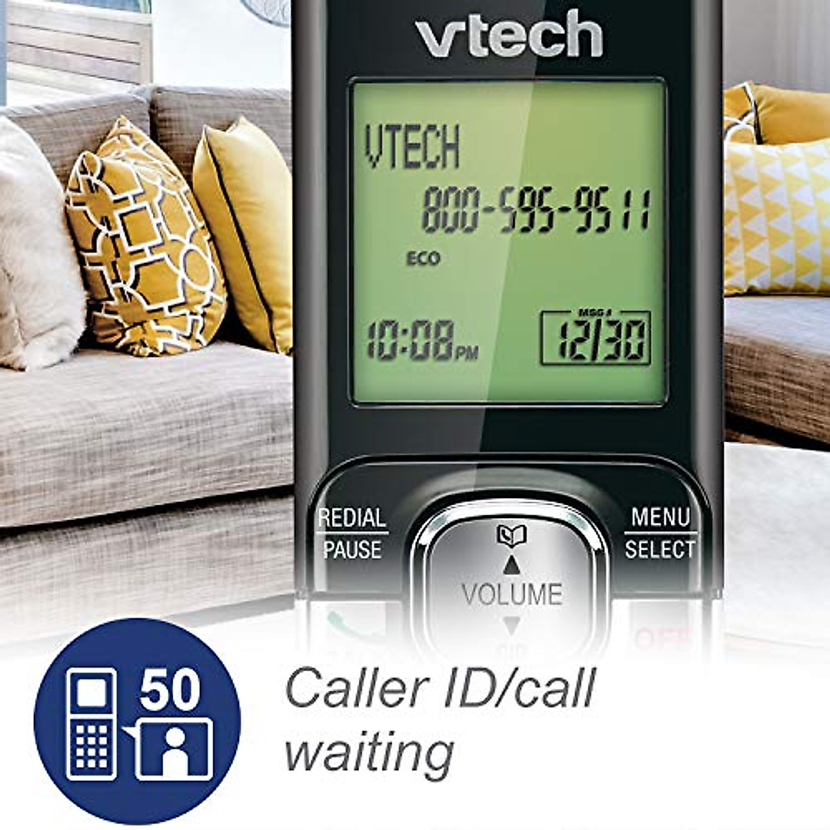 VTech CS6529-3 3-Handset Expandable Cordless Phone with Answering System-Caller ID/Call Waiting & Backlit Display/Keypad, Silver