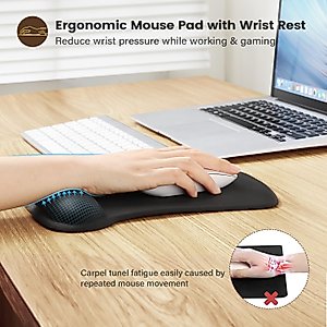 Soqool 𝑴𝒐𝒖𝒔𝒆 𝑷𝒂𝒅, Ergonomic Mouse Pad Gel Computer Mouse Pad with Wrist Rest for Laptop, Anti-Slip Rubber Base, Spill-Resistant Surface, Durable Materials, Portable for Office & Home, Black