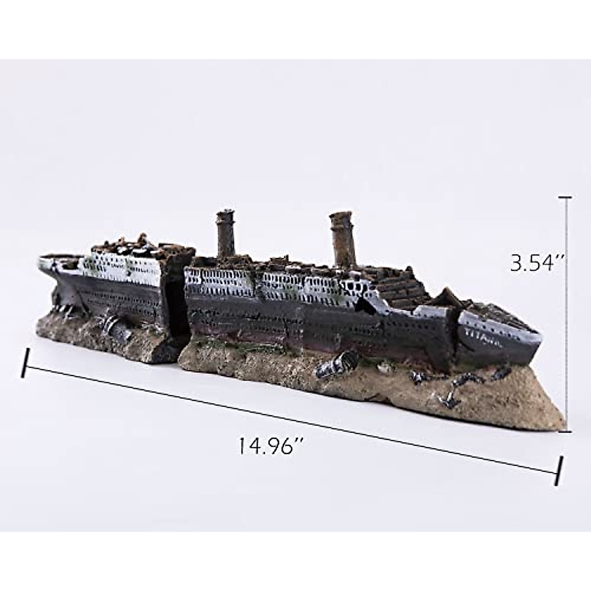 IBWell 15 inch Large Ship Wreck Resin Aquarium Castle Decorations Fish Tank Ornaments
