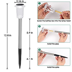 Eyrosa Solar Outdoor Lights, 10 Pack Solar Pathway Lights Outdoor Waterproof, Stainless Steel Solar Stake Lights for Garden Yard Path Walkway Driveway Lawn Decor - Cool White