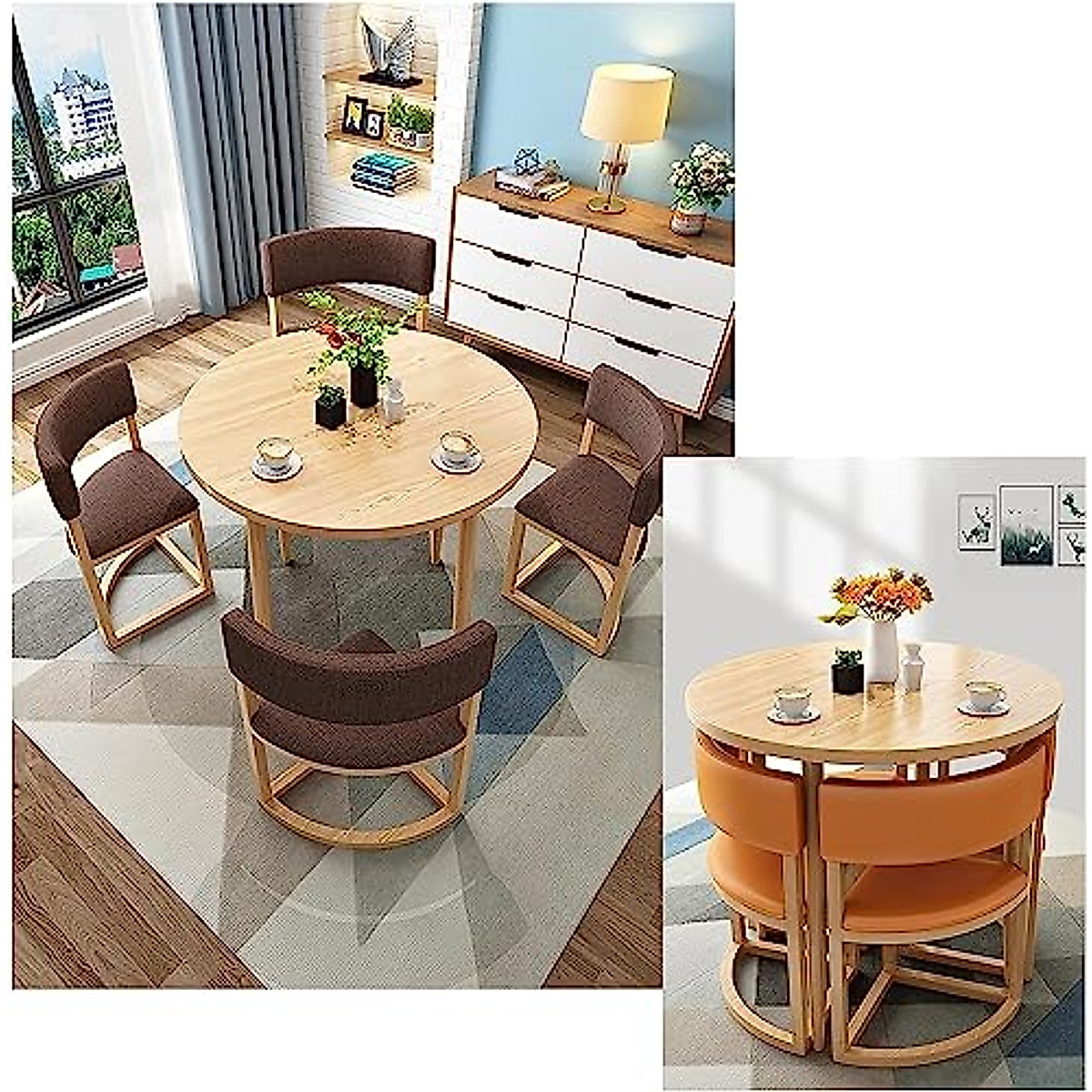 Dining Table and Chair Set, Folding Dining Table C Modern Conference Room Table,Business Dining Table,Negotiation Reception Tables and Chairs,Space-Saving Sales Office Shops Meetings 80cm Small Round