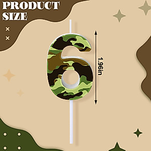 MTLEE Camo Number Birthday Candles Army Themed Birthday Cake Candles Camo Party Supplies Decorations Cake Candles for Birthday Hunting Themed Party Camouflage Motif Graduation Party(Number 6)