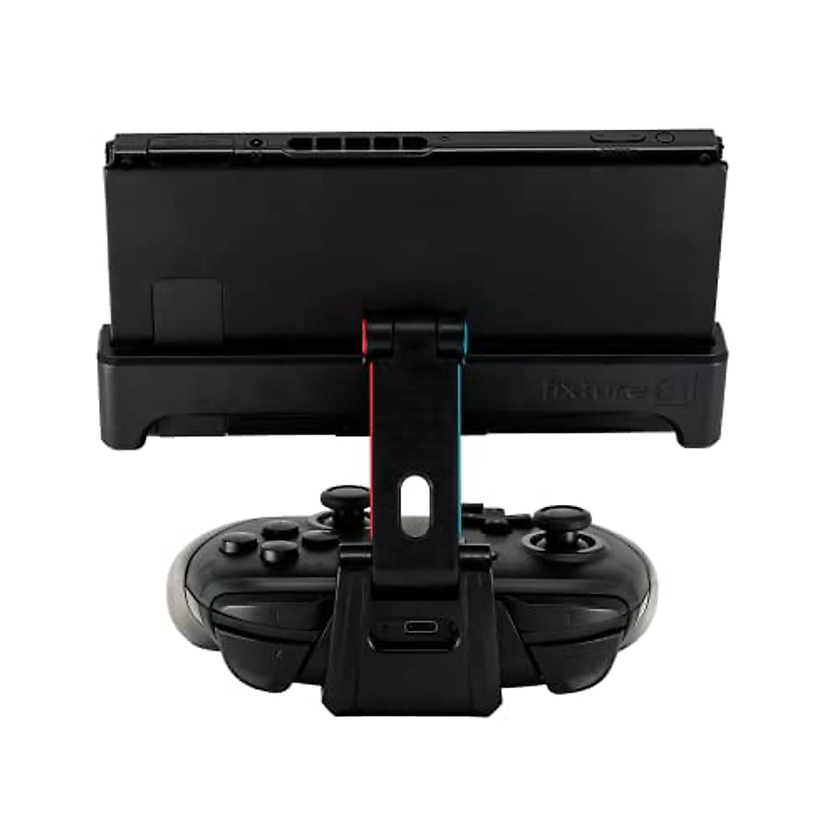 Fixture S1 Gaming Console Monitor and Controller Mount Compatible with Nintendo Switch and Pro Controller, Adjustable Video Game Holder Stand Clip, Red/Blue