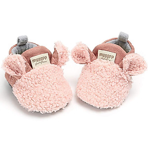LAFEGEN Infant Baby Boys Girls Slipper Stay On Non Slip Soft Sole Newborn Booties Toddler First Walker Crib House Shoes 0-18 Months, 01 Khaki, Baby Slipper 12-18 Months Toddler