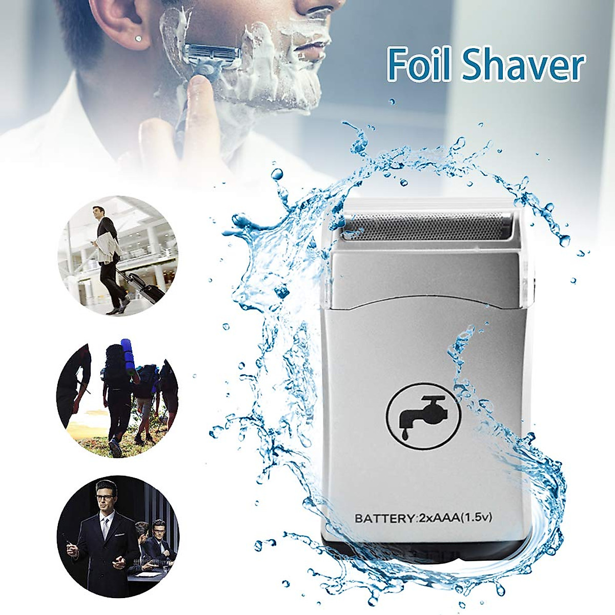 Electric Shavers for Men, Mens Beard Electric Shaver, Cordless Metal Double Shaver, Wet Dry Trimming Mini Travel Beard Home Washable Razor