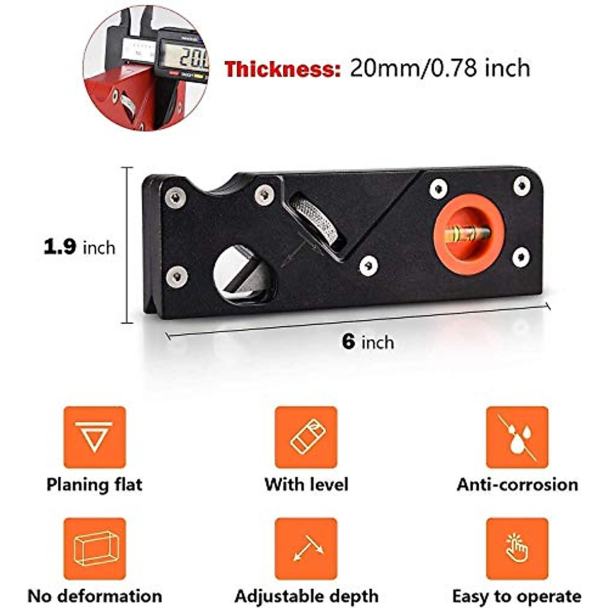 Woodworking Edge Corner Plane Chamfer Plane for Wood Chamfering DIY Hand Tool Woodcraft Corners Edge Carpenter Gift (7 different cutter heads)