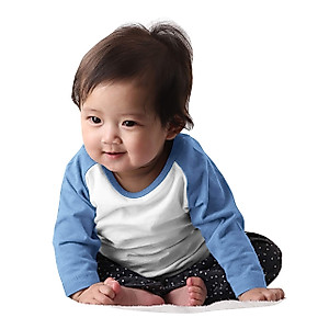 Hat and Beyond Infant Raglan 3/4 Sleeves Baseball Tee (24M, (Baby) 5bh03_White/Carolina_Blue)