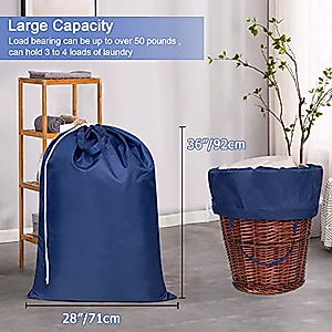 Polecasa Extra Large Heavy Duty Laundry Bag with 130gsm Tear Resistant Fabric, ID Tag and Handles, Easy to Carry Waterproof Dirty Clothes Drawstring Bag, Washable Hamper Bag for Travel, 28”x36”, Blue