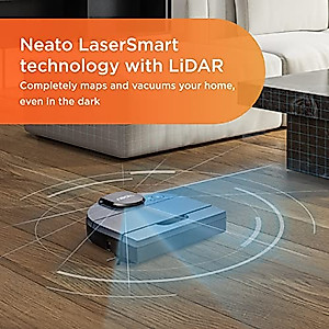 Neato D9 Intelligent Robot Vacuum Cleaner–LaserSmart Nav, Smart Mapping, Cleaning Zones, WiFi Connected, 200-Min Runtime, Powerful Suction, Turbo Clean, Corners, Pet Hair, XXL Dustbin, Alexa. 945-0445