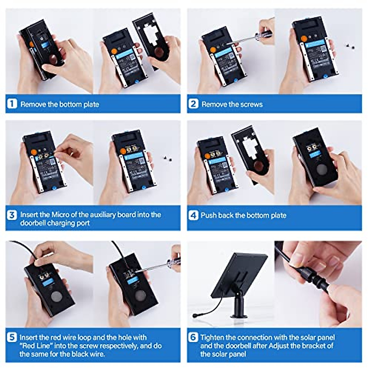 Ayotu Waterproof Solar Panel Only for Video Doorbell (2020 Release), 5V/3.5W(Max) Output Continuous Charging, 3.8M/12ft Cable with Wall Mount (NOT Include Doorbell), Black