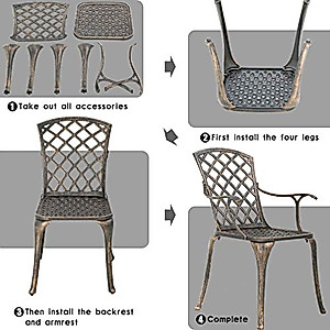 FDW Patio Chairs Dining Chairs Set of 2 Outdoor Chair Wrought Iron Patio Furniture Patio Furniture Chat Set Weather Resistant