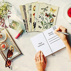 Gersoniel 60 PCS Vintage Collection Postcard Set Retro Style Botanical Butterfly Mushroom Nature and Ephemera Postcards for DIY Card Paper