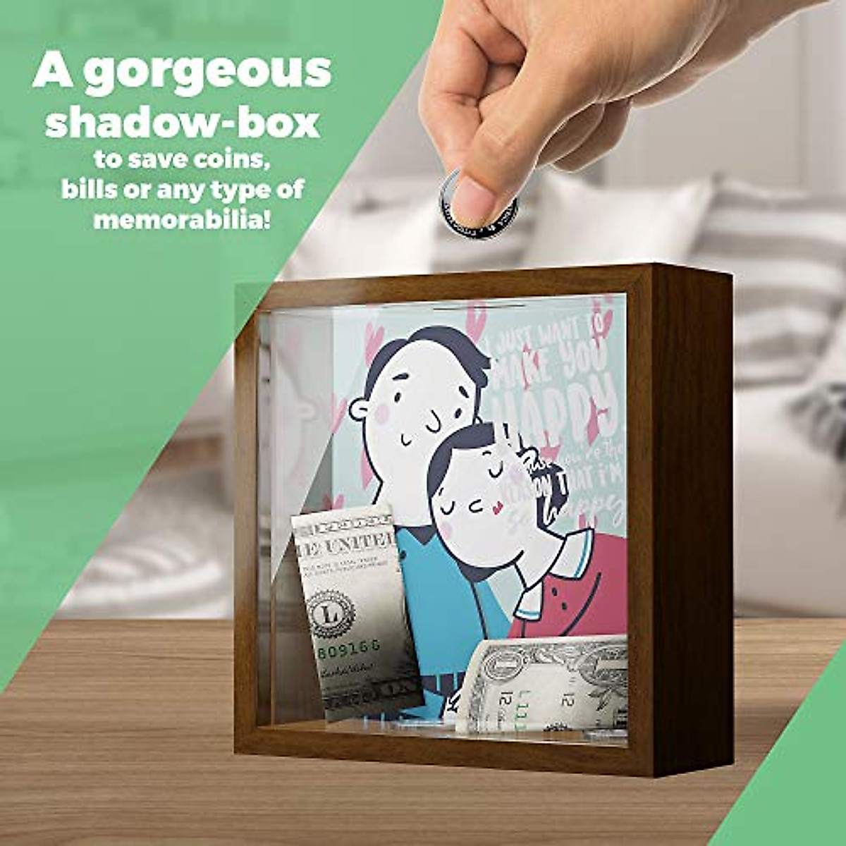 Wedding Gifts for Couples Unique 2022 | 6x6x2 Glass Wooden Shadow Box | Marriage Day Gifts | for Wedding Photo Frames | Perfect Personalized Wedding Anniversary | Ideal for Marriage Bedroom Decor