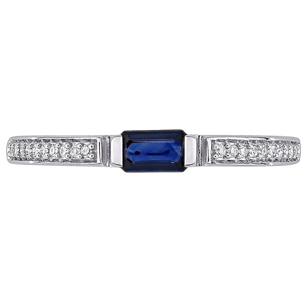 etneyjewels 0.86 Carat Blue Sapphire And Natural White Diamond Baguette Cut Bridal Engagement Rings For Women In 10KT Solid( Centre Blue Gemstone etneyjewels 0.5 ctw,Clarity I2,Color HI,8)