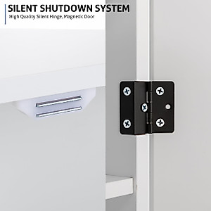 eclife 24" Bathroom Medicine Cabinet W/Mirror, Single Door Bathroom White Wall Mount Mirror Cabinet, Hanging Triple Shelf Storage Cabinet Opens Left and Right