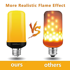 aobthurn Flame Light Bulbs, 4 Modes LED Flame Effect Light Bulb, E26 Base Flickering Light Bulb with Gravity Sensor,Flickering Light Bulbs Halloween Home Party (4 Pack)