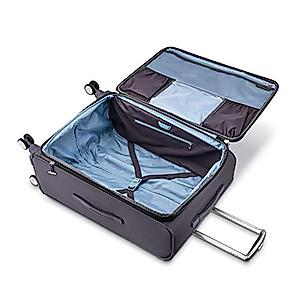 Samsonite Solyte DLX Softside Expandable Luggage with Spinner Wheels, Mineral Grey, Checked-Medium 25-Inch