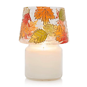 Yankee Candle Fall Leaves Crackle Glass Large Jar Candle Shade/Topper with Candle Tray