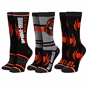 Miles Morales Spiderman Marvel Comic Book 3-Pack Mens Crew Socks