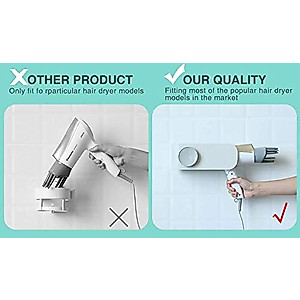 "N/A" Wall Mounted Hair Dryer Holder, Bathroom Accessories Storage Basket Styling Tool Organizer, No Drilling, Self Adhesive Colorful Design (Gray)