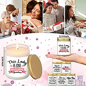 Spiareal 6 Pcs Best Grandma Ever Gifts Grandparents Birthday Day from Grandson Granddaughter 7oz Scented Jar Candles Natural Mineral Wax for Women Christmas Thanksgiving (White, Grandma)