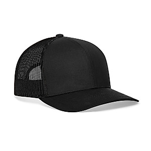 HAKA Trucker Hat for Men & Women, Blank Mesh Snapback Adjustable Baseball Cap (Black)