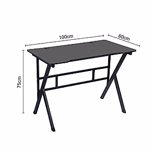 JENPECH 40In Gaming Desk, Computer Desk, Computer Game Table with X-Shaped Steel Legs, Ergonomic Sturdy PC Workstation Desk for Home Office with 2 Cable Holes (Black-24x40inch)